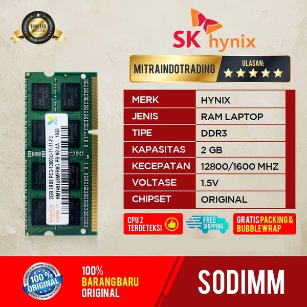 Ram LAPTOP SODIMM DDR3 HYNIX 2GB PC12800 | Shopee Thailand