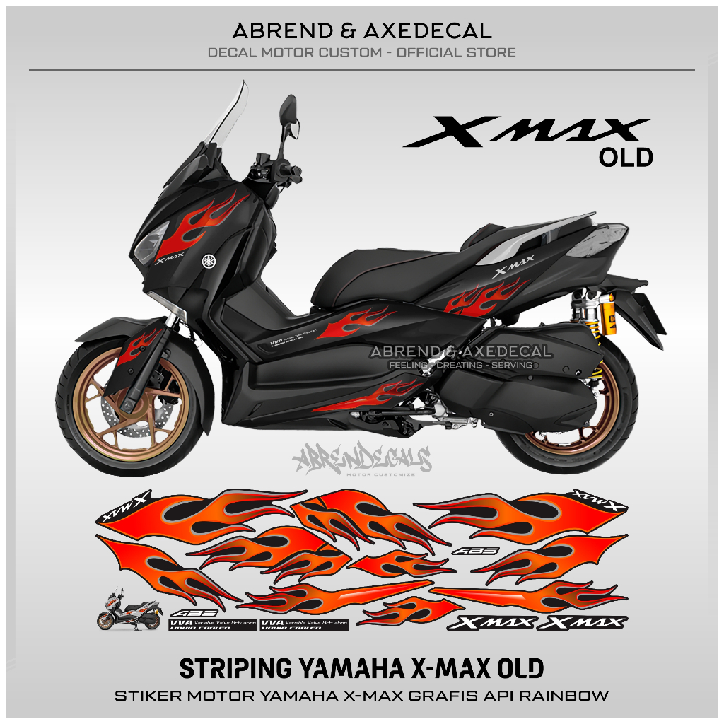 Striping Xmax Old Graphic Flame Rainbow / Yamaha X-max Motorcycle ...