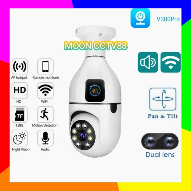 [CCTV 380] โคมไฟกล้องวงจรปิด IP 8MP เลนส์คู่ V380 PRO PTZ ความเร็วโดม ...