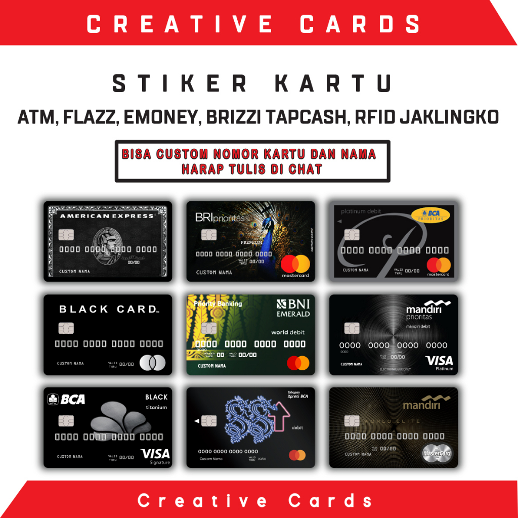 Atm Skin CARD สติกเกอร์ไวนิล เคลือบเงา ลาย Debit Credit Emoney Flazz ...