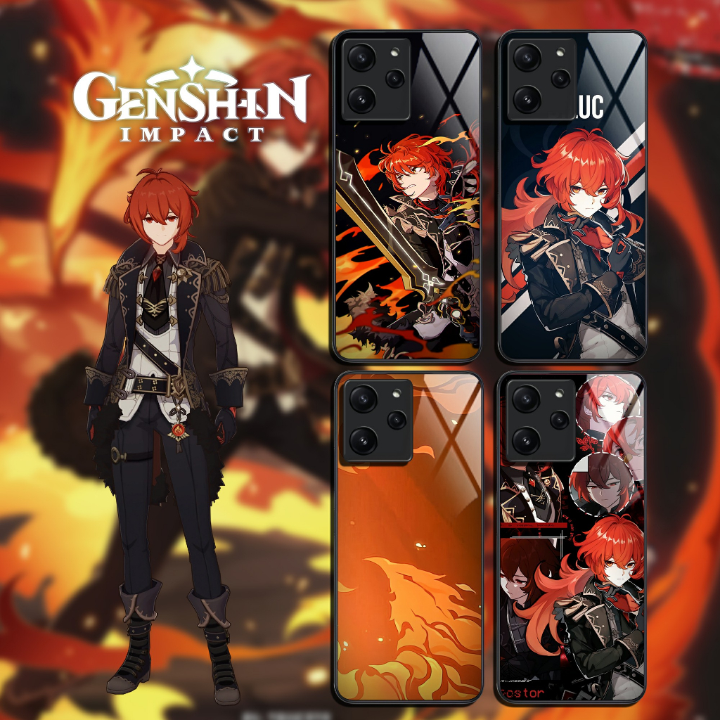 G083 Softcase Glass Shimmer Case Genshin Impact Diluc All Types Of HP ...