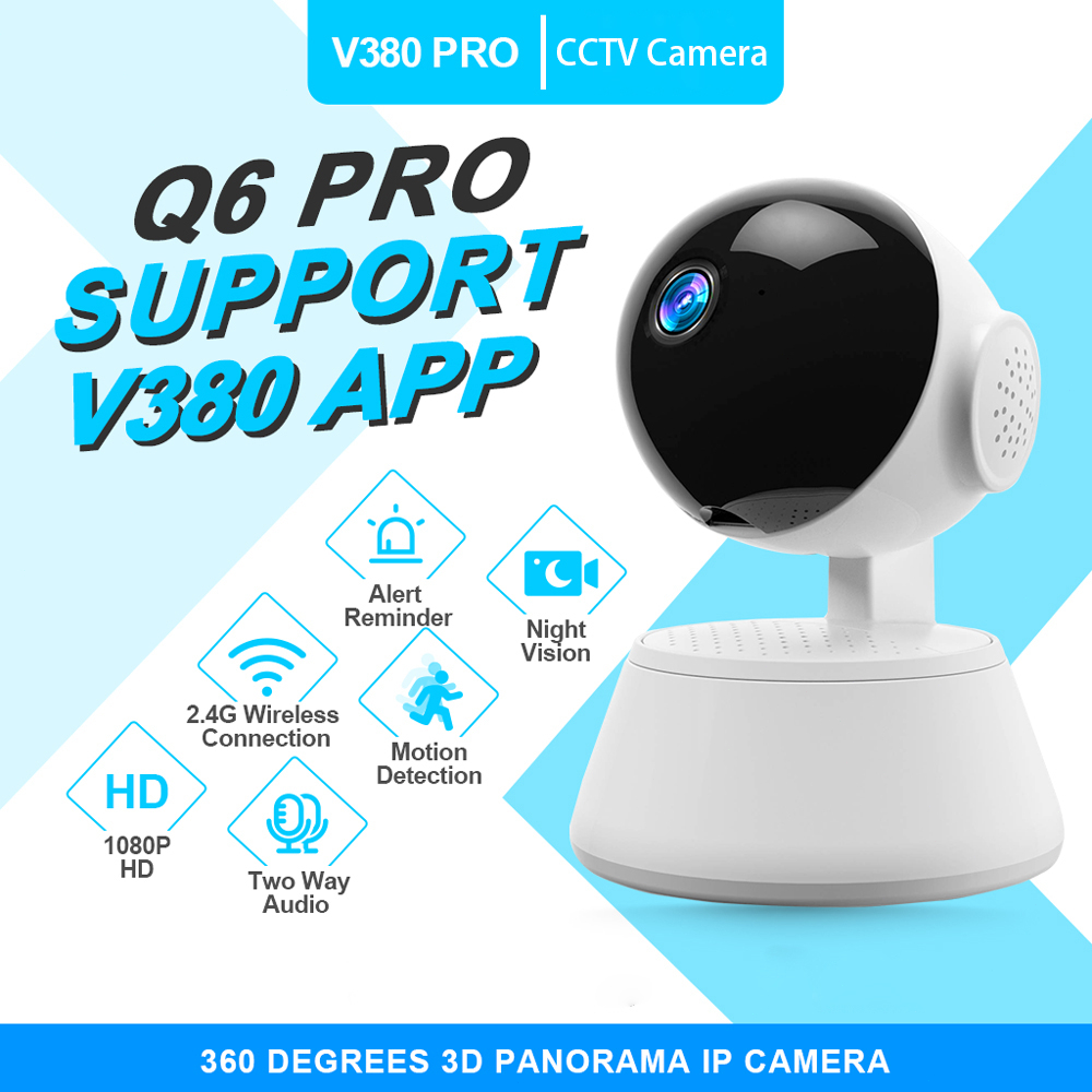 กล้องวงจรปิดไร้สาย V380 Cctv Q6 Pro HD Wifi มองเห็นที่มืด กันฝุ่น สําหรับเชื่อมต่อโทรศัพท์มือถือ ...