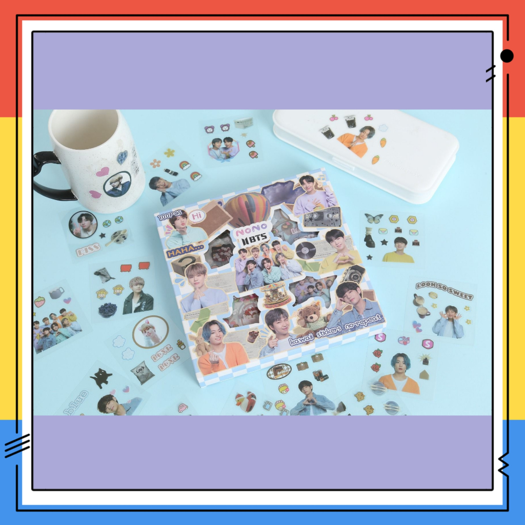 สติ๊กเกอร์ Nono BTS Blackpink บรรจุ 100 ชิ้น // สติ๊กเกอร์สมุดภาพ BTS ...