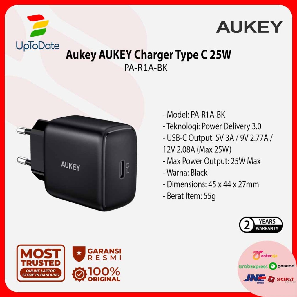 Aukey ที่ชาร์จ Type C 25W PA-R1A-BK PD 3.0 ชาร์จเร็ว | Shopee Thailand