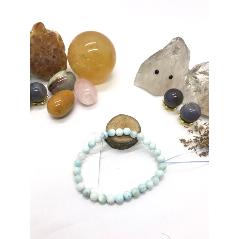 Hemimorphite Blue Chinese Larimar สร้อยข้อมือหินธรรมชาติแท้ 6 มม. ...