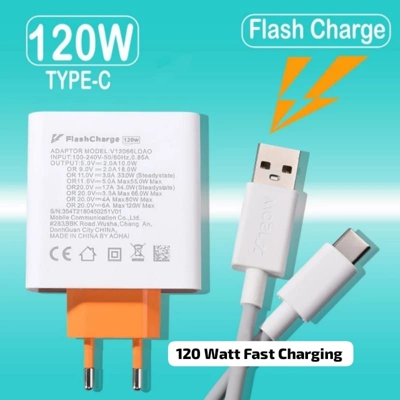 เครื่องชาร์จ Vivo ORIGINAL 100% Fast Charging ประเภท C 120W 66W 44W 200W 80W จริงวัตต์ V23 V21 ...