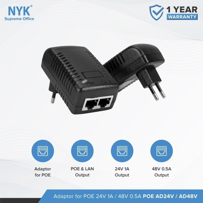 Nyk อะแดปเตอร์ สําหรับ POE/LAN 48V 0.5A | Shopee Thailand