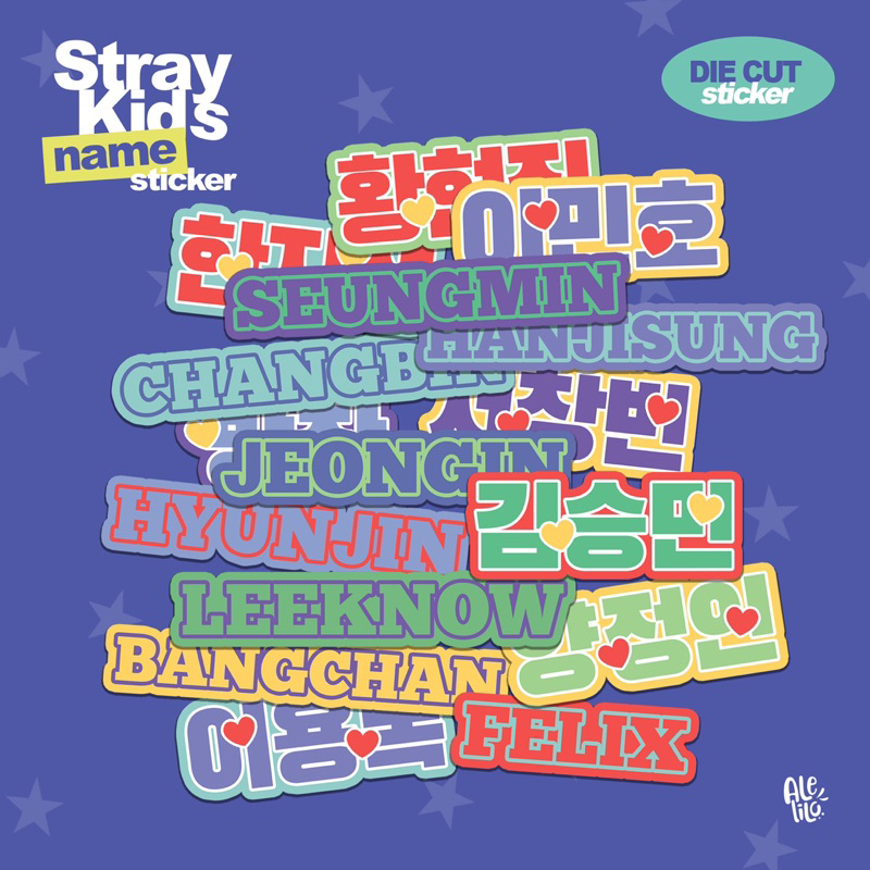 ชุดสติ๊กเกอร์ Stray KIDS NAME / สติ๊กเกอร์ SKZ NAME | Shopee Thailand