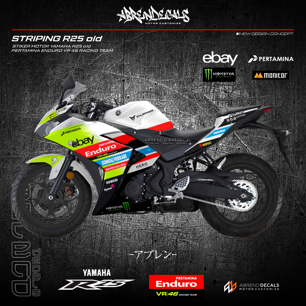 สติกเกอร์ติดตกแต่งรถจักรยานยนต์ R25 Old Livery Enduro VR 46 Racing Team ...
