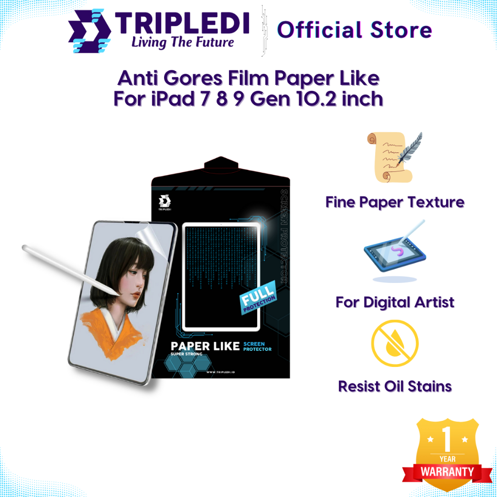 Tripledi ฟิล์มกันรอย iPad 7 8 9 10.2 นิ้ว Paperlike Screen Guard ...