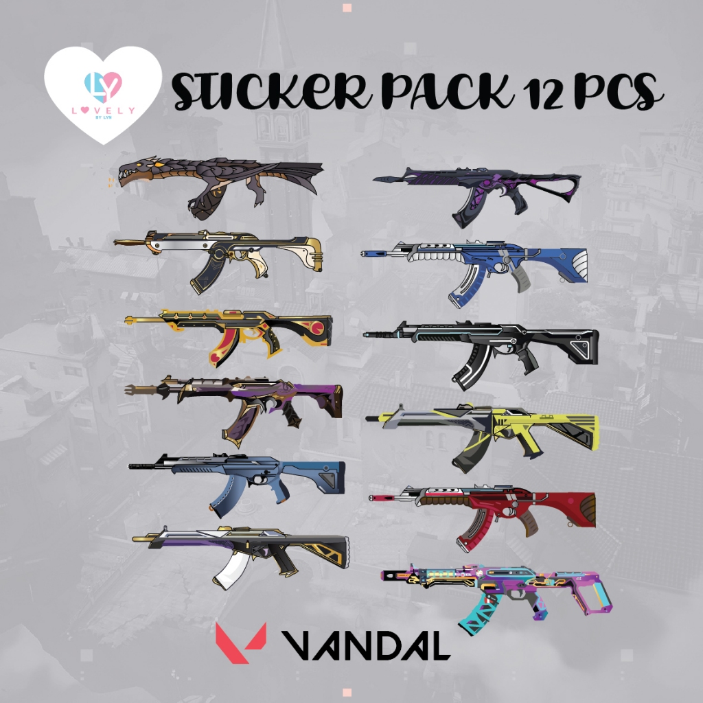 Vandal Valo Weapon Sticker Pack 12 ชิ้น | สติ๊กเกอร์ไป | Shopee Thailand