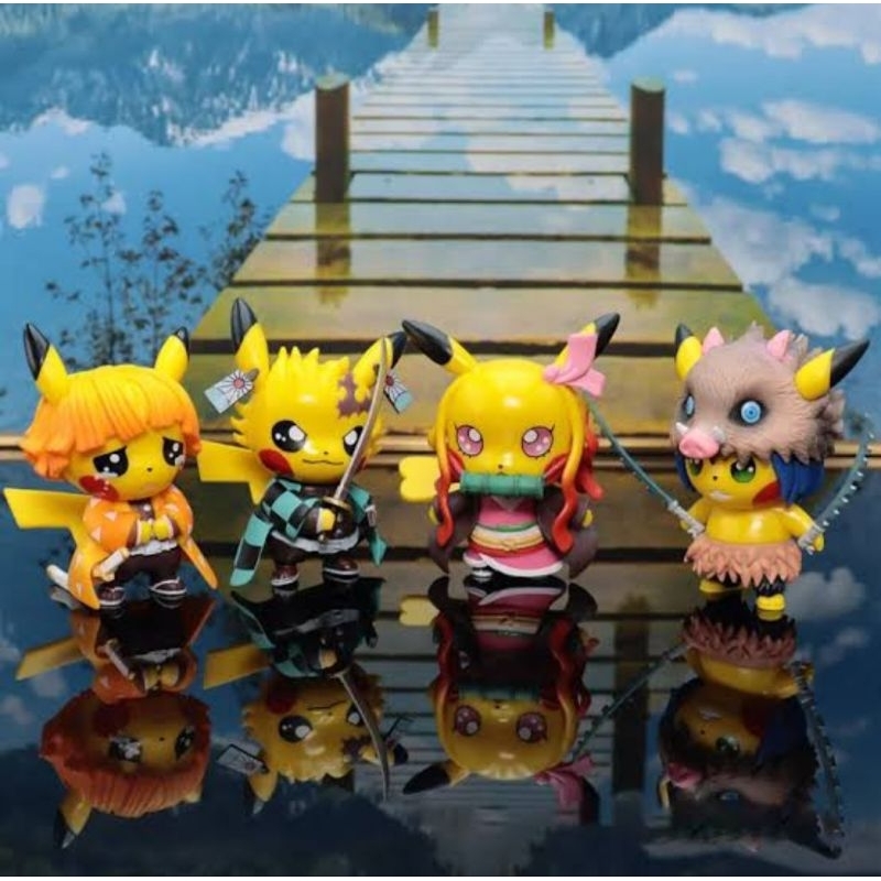 ฟิกเกอร์ Pokemon Pikachu Demon Slayer Kimetsu No Yaiba สําหรับหน้าเค้ก ...