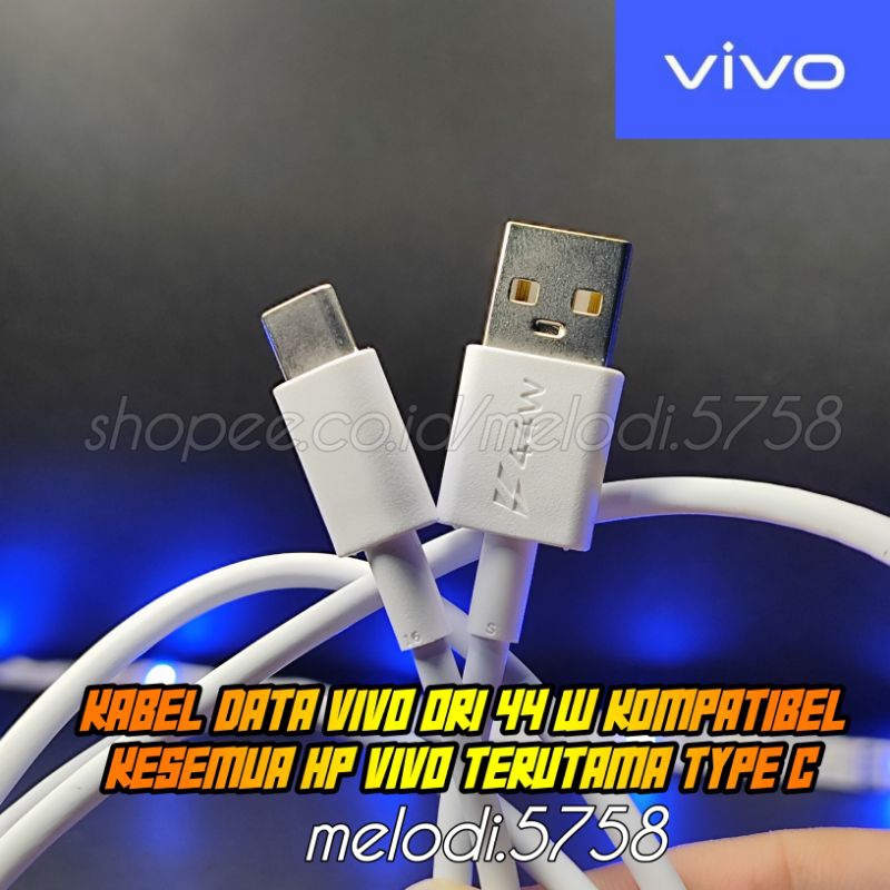 Ori DATA CABLE VIVO TYPE C SUPER FLASH CHARGE DUAL ENGINE 44W VIVO V19 V20 V21 V23 V23E V25 V27 ...
