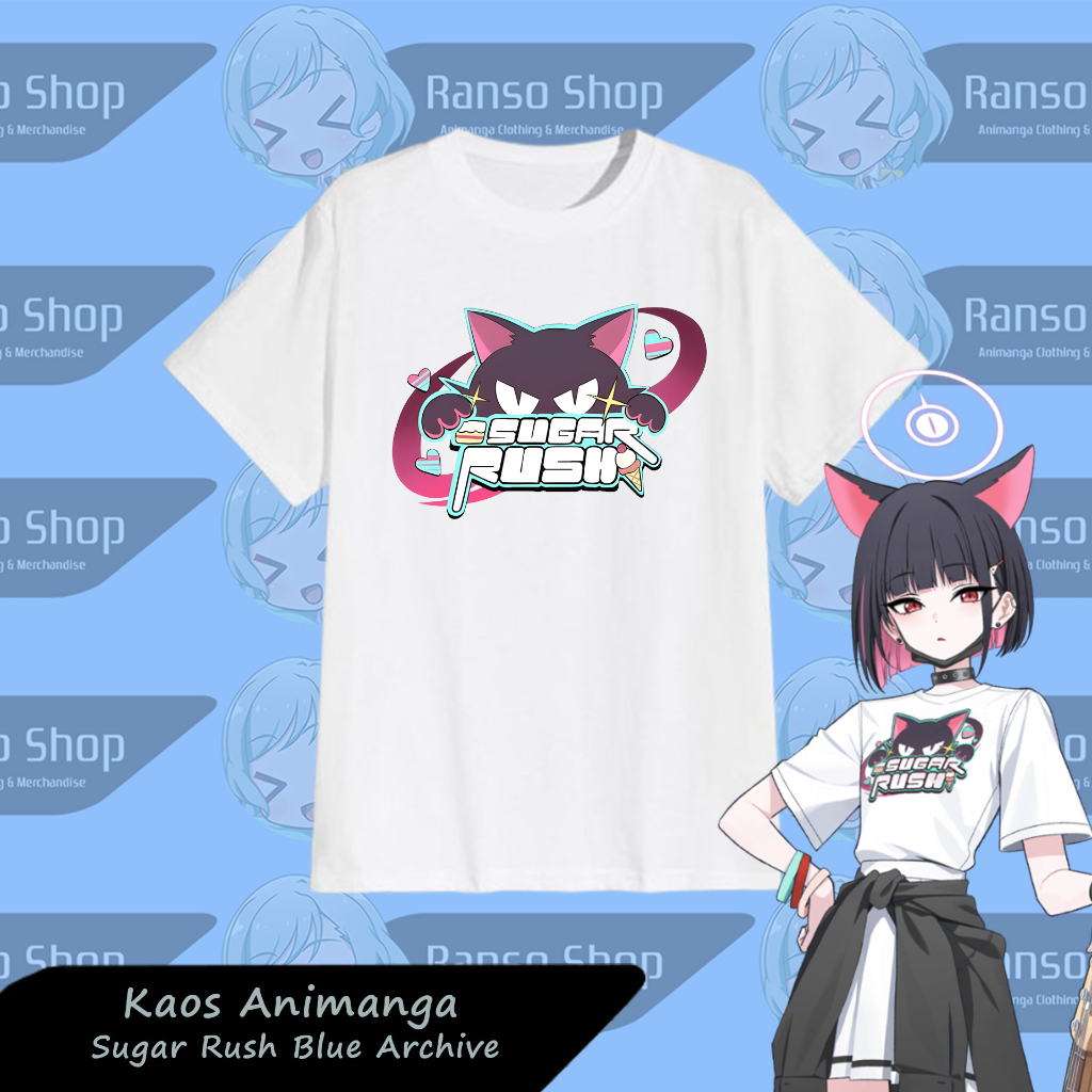 เกมอะนิเมะเสื ้ อยืด Blue Archive Sugar Rush Band Logo/เสื ้ ออะนิเมะ ...