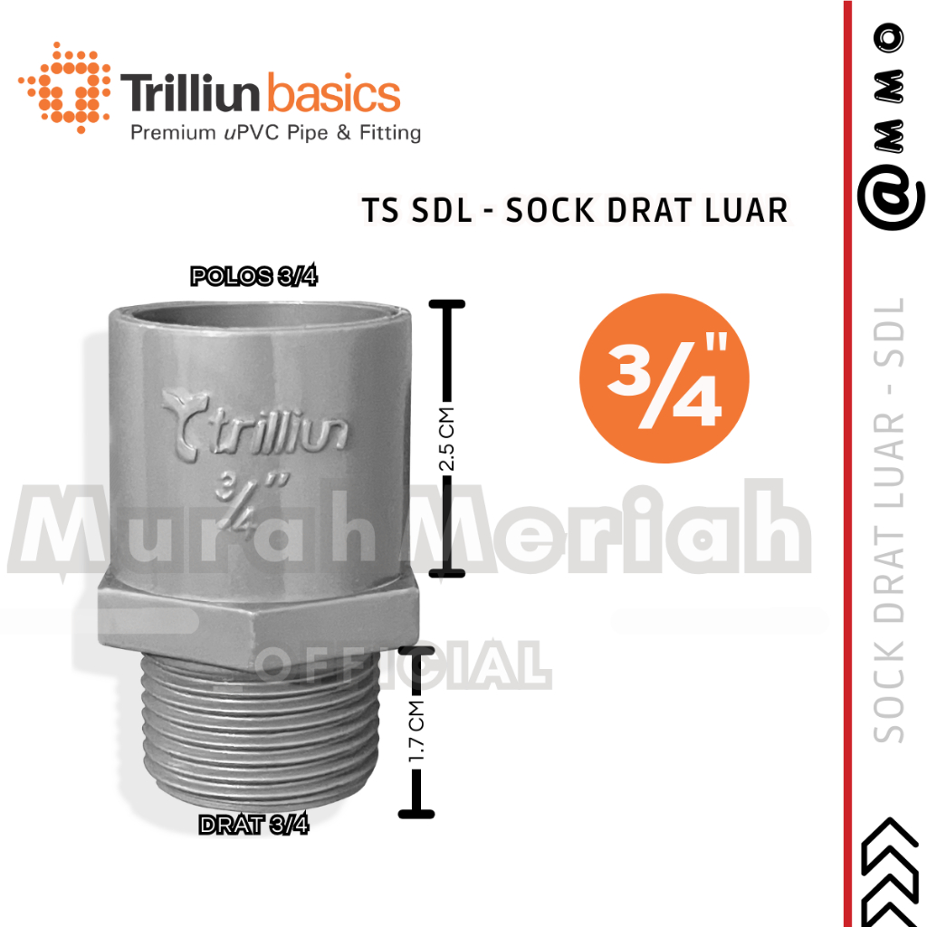 ถุงเท้า OUTER DRAT SDL 3/4 INCH TRILLION TS - วาล์ว SOCK AW 0.75 DIM ...