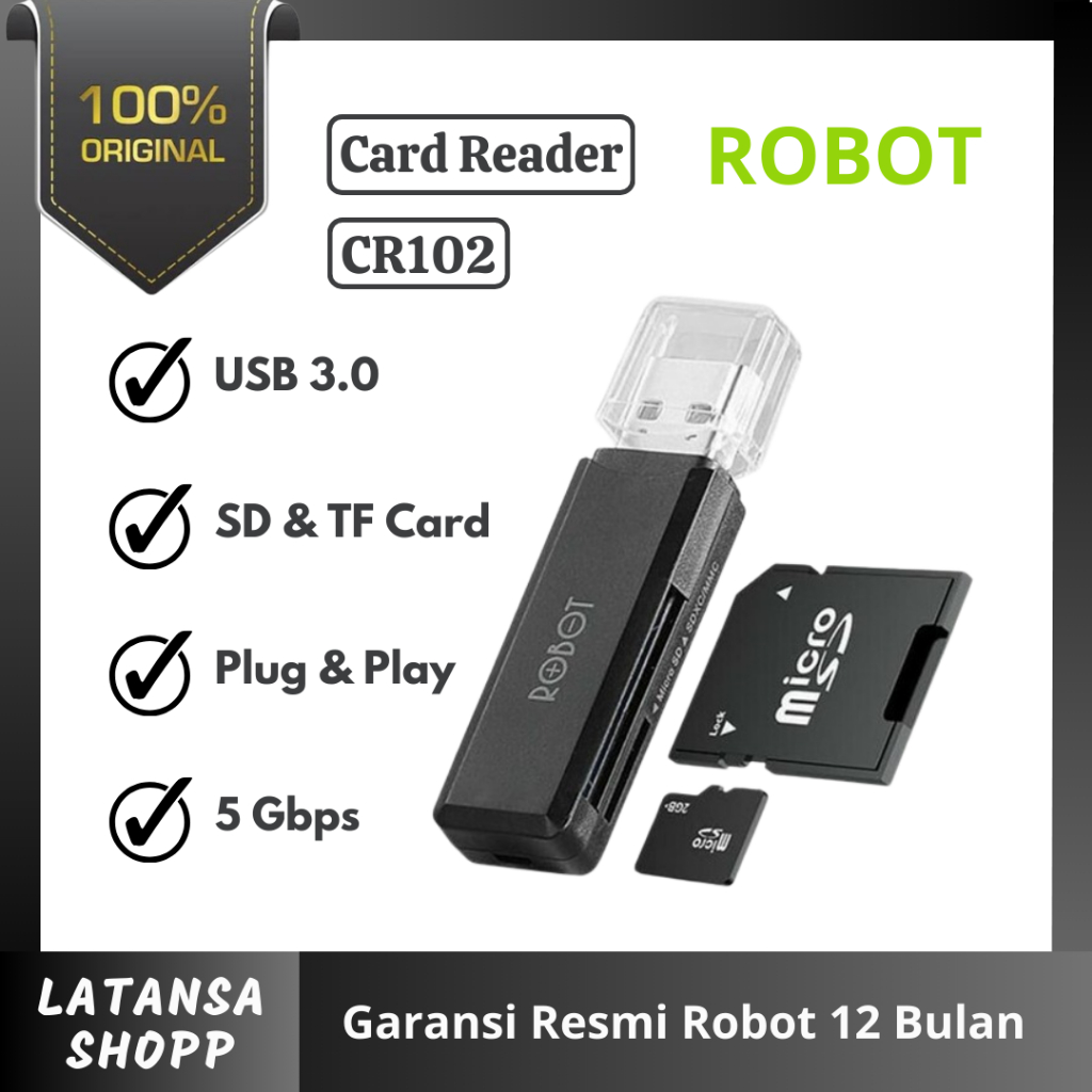 เครื่องอ่านการ์ด USB ROBOT CR102 USB 3.0 - รับประกัน 1 ปี | Shopee Thailand