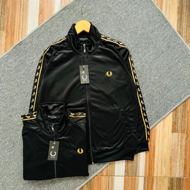 Hitam พรีเมี่ยม BLACK GOLD FRED PE TRACKTOP JACKET | Shopee Thailand