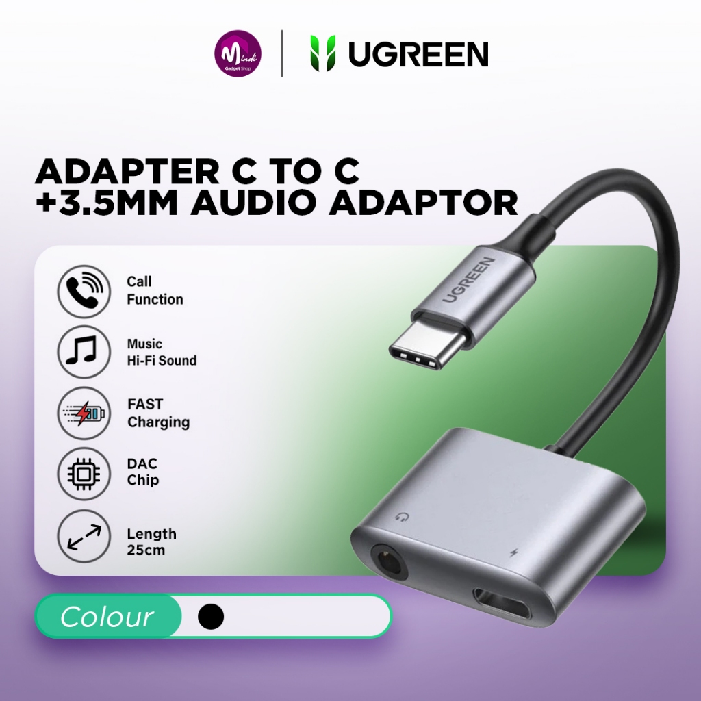 Ugreen Audio Converter Splitter DAC Type C ถึงแจ็ค 3.5 มม.เปิดไมโครโฟนชาร์จ | Shopee Thailand