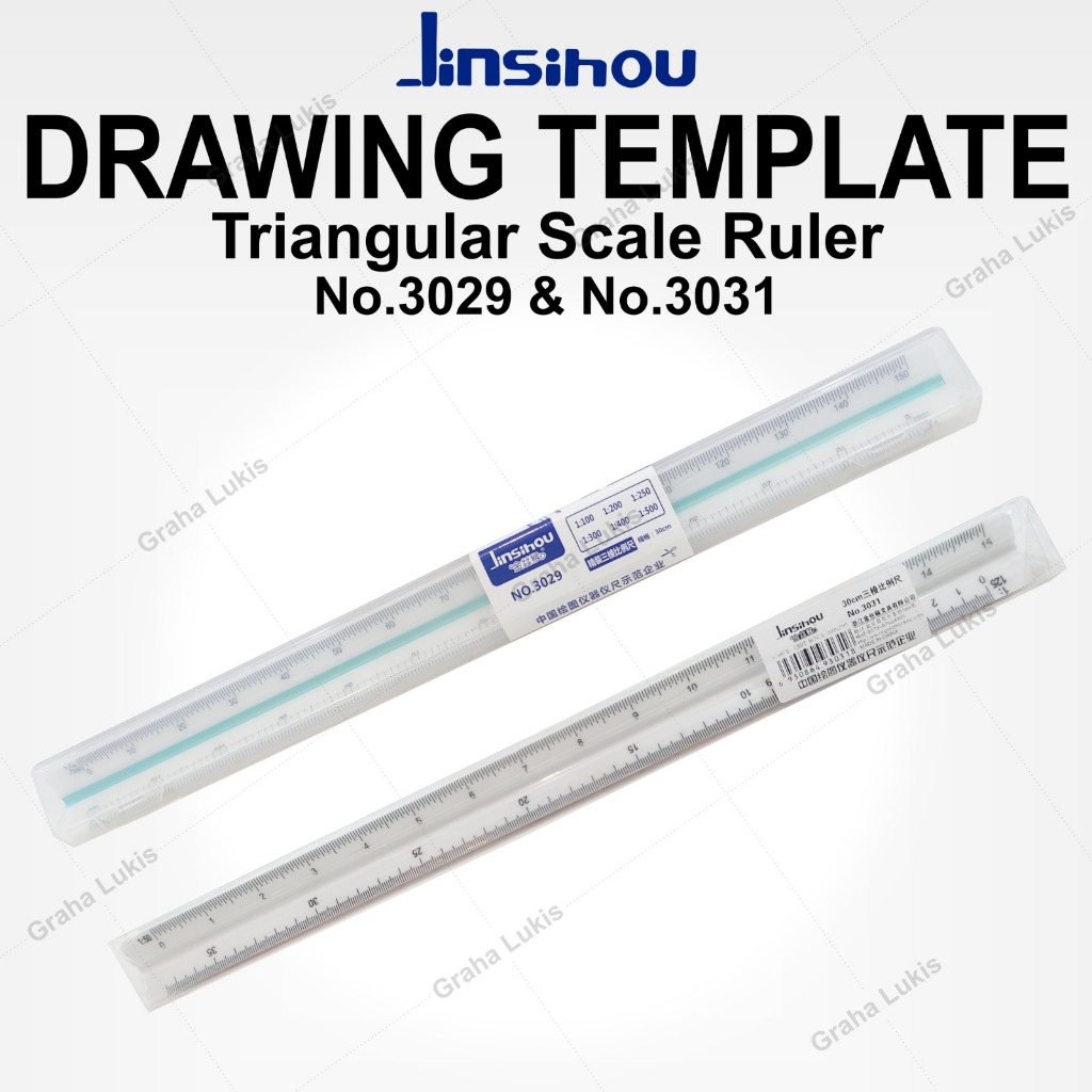 Jinsihou Scale Ruler 30cm - no. 3029/no. 3031 - ไม้บรรทัดสเกลสามเหลี่ยมร่าง สถาปนิก | Shopee ...