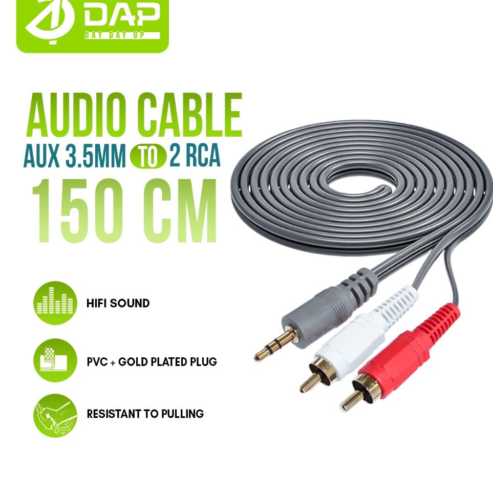 รหัส B73H DAP DAU6 สาย Audio Aux Jack 35mm ถึง 2 RCA Lenght 15cm รับ ...