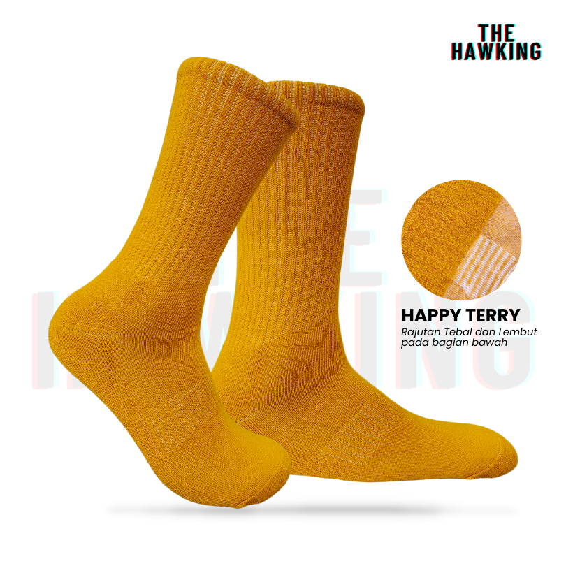 The HAWKING - ถุงเท้าสีเหลือง Happy Terry Basic - HT19 | Shopee Thailand