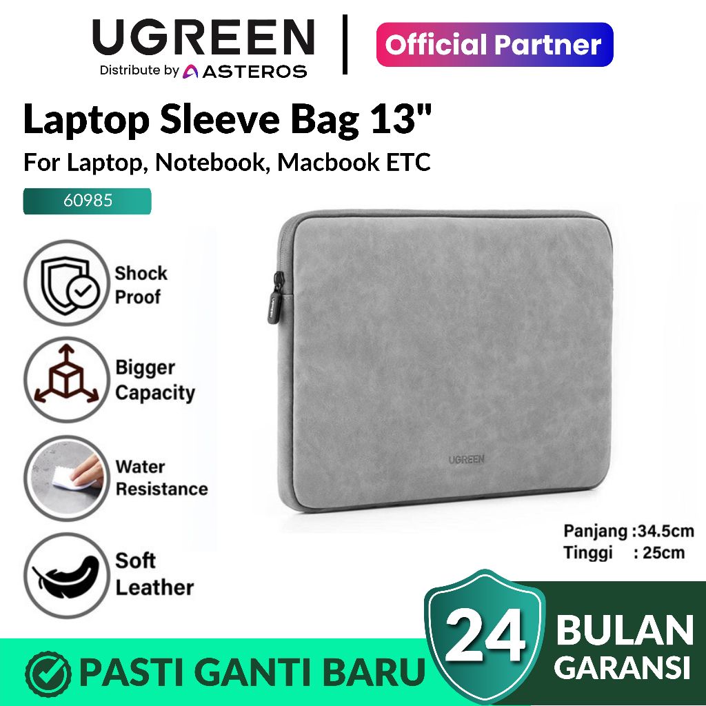 UGREEN กระเป๋ากระเป๋าแขนกรณีแล็ปท็อป แมคบุค 13-16นิ้ว ยูกรีน หนังพรีเมี ...