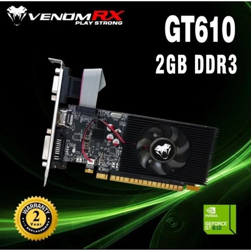 Vga NVIDIA GEFORCE VENOMRX GT 610 2GB DDR3 64BIT | Shopee Thailand