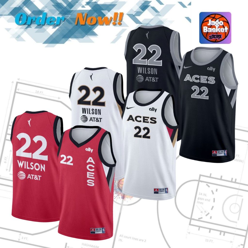 เสื้อบาสเก็ตบอลผู้หญิง Wnba - Las Vegas Aces - Wilson - Plum - Grey ...