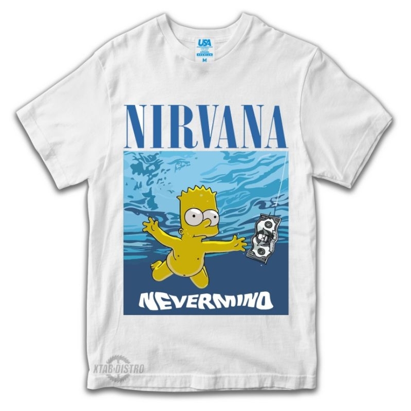 NIRVANA WHITE SIMPSONS NEVERMIND เสื้อยืดพรีเมี่ยม นิพพาน กลิ่นเหมือน ...