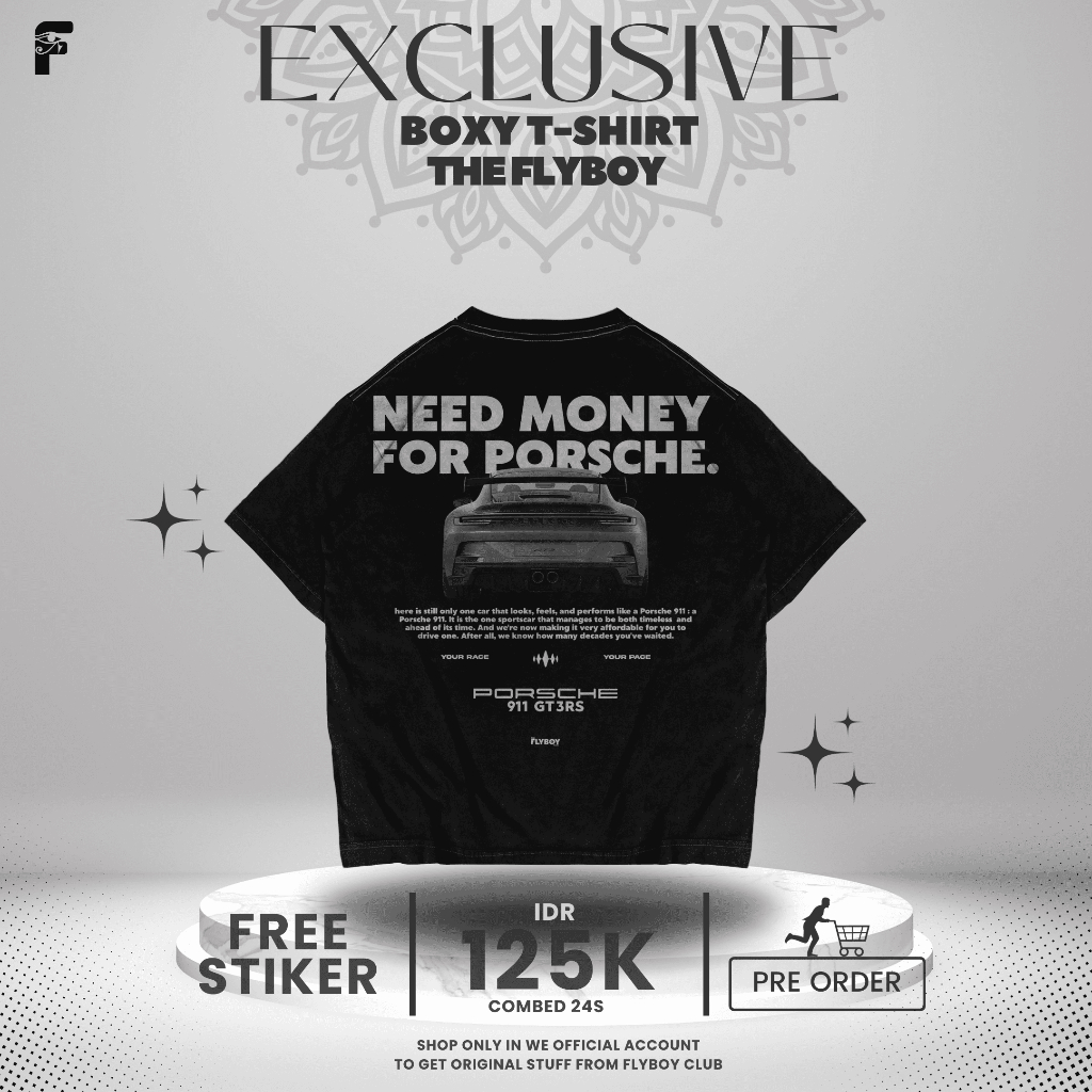 เสื้อยืด Boxy - Need Money For Porsche - สีดํา | Shopee Thailand