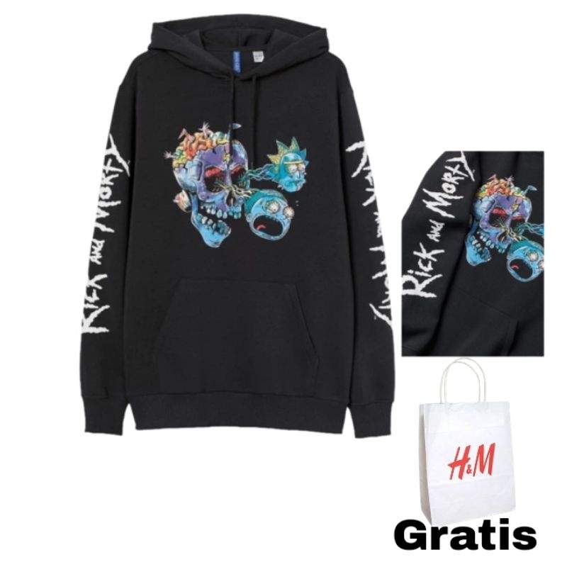 Hoodie H &m UNISEX RICK AND MORTY BLACK Full teg, label hnm Free ...