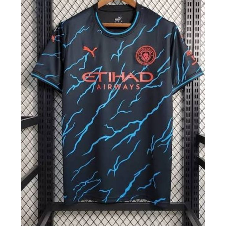 เสื้อกีฬาแขนสั้น ลายทีม MANCHESTER CITY 3RD Lightning Ball Jersey 2023 ...