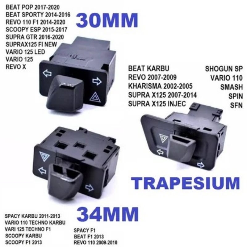 Sen Switch Plus Hazard 30 มม.34 มม.Trapezoid Turn Signal Switch Hazard ...