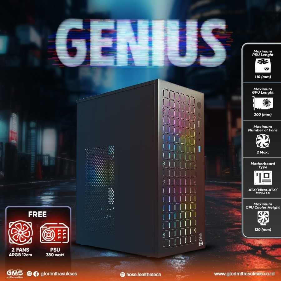 ท่อ GENIUS GAMING PC CASING + 2 พัดลม ARGB + PSU | Shopee Thailand