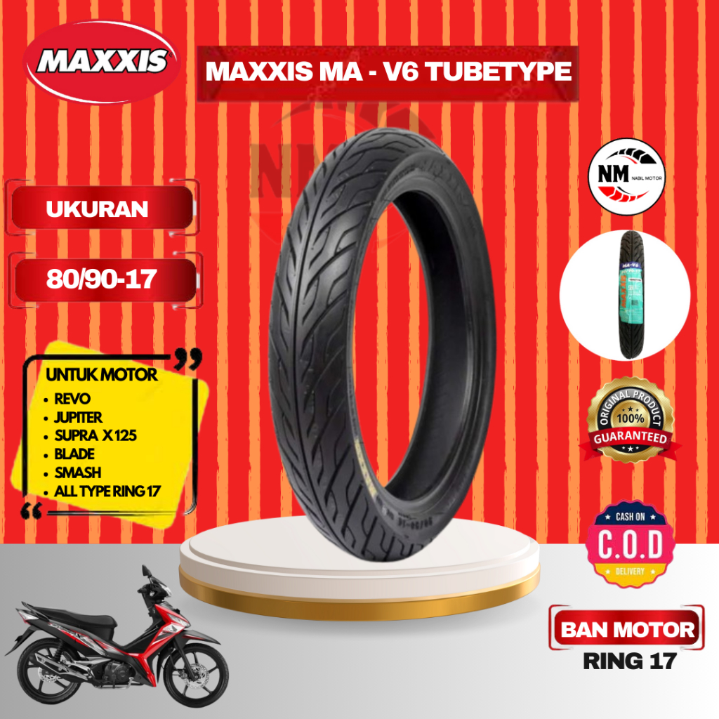ยาง Maxxis MA V6 80/90-17 ไม่ใช้ยางใน | Shopee Thailand