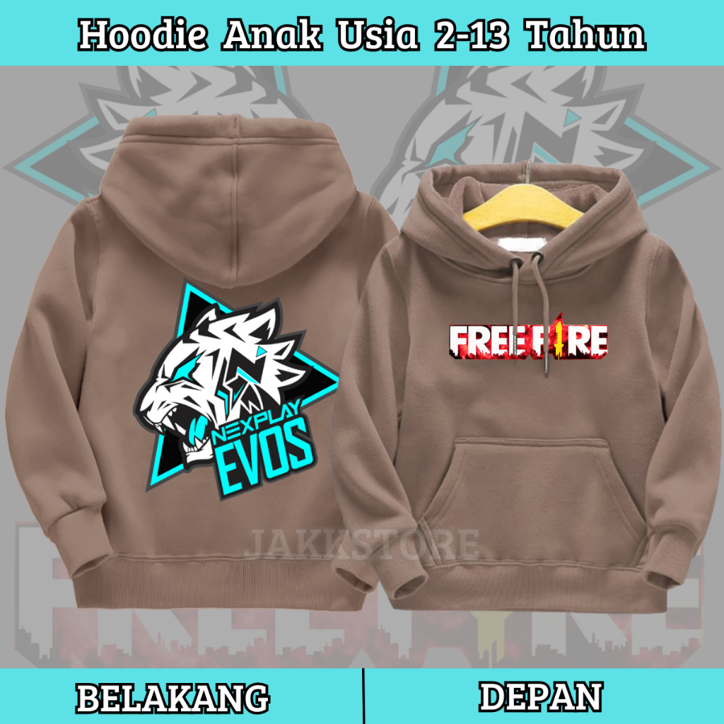 เสื้อกันหนาวมีฮู้ด FF FREE FIRE Boys Cool Hodie EVOS เด็กอายุ 2-13 ปี ...