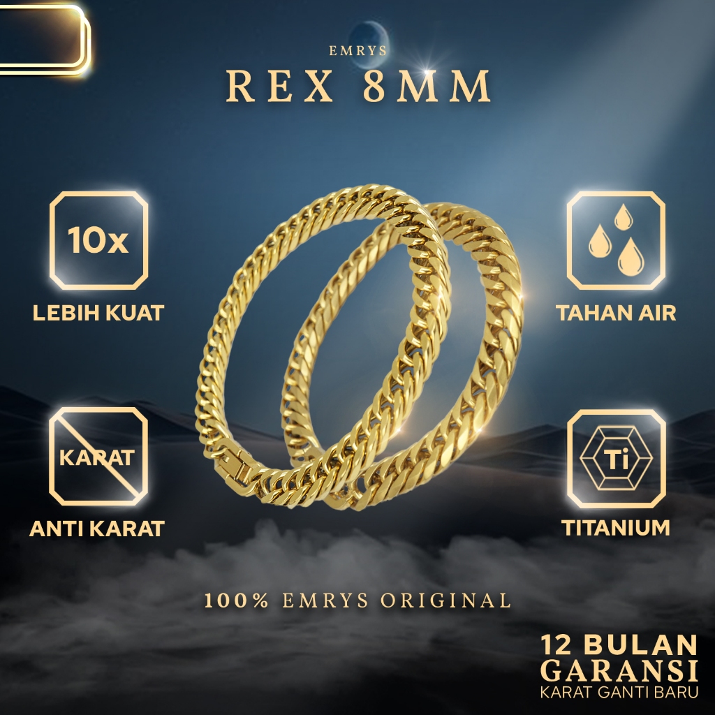 ซื้อ 1 แถม 1 Emrys Premium Bracelet REX 8 mm Titanium chain Bracelet for Men and Women | Shopee ...