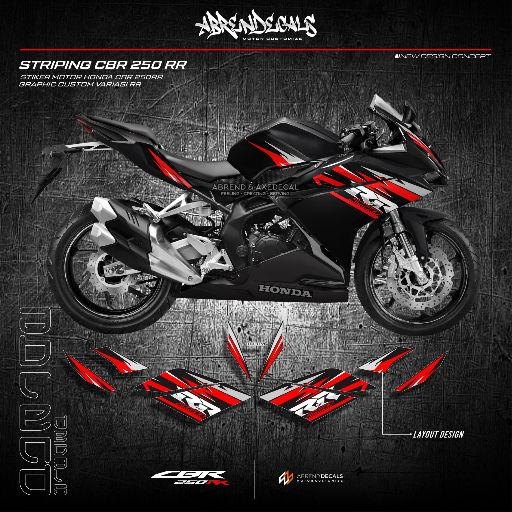 Cbr 250RR กราฟิกสีดํา Racing RR สติกเกอร์ / Honda CBr 250 RR รถ ...