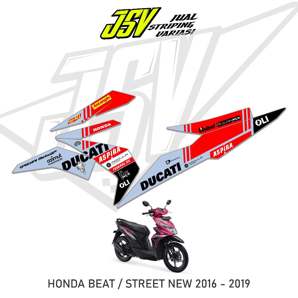 Honda BeAt GRESSINI สติ๊กเกอร์ติดมอเตอร์ไซค์ Livery Decal BeAt Team ...
