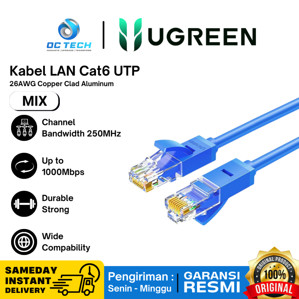 UGREEN UTP LAN Cable Gigabit Ethernet Cat6 NW102 1M 2M 3M 5M 10M 15M ...