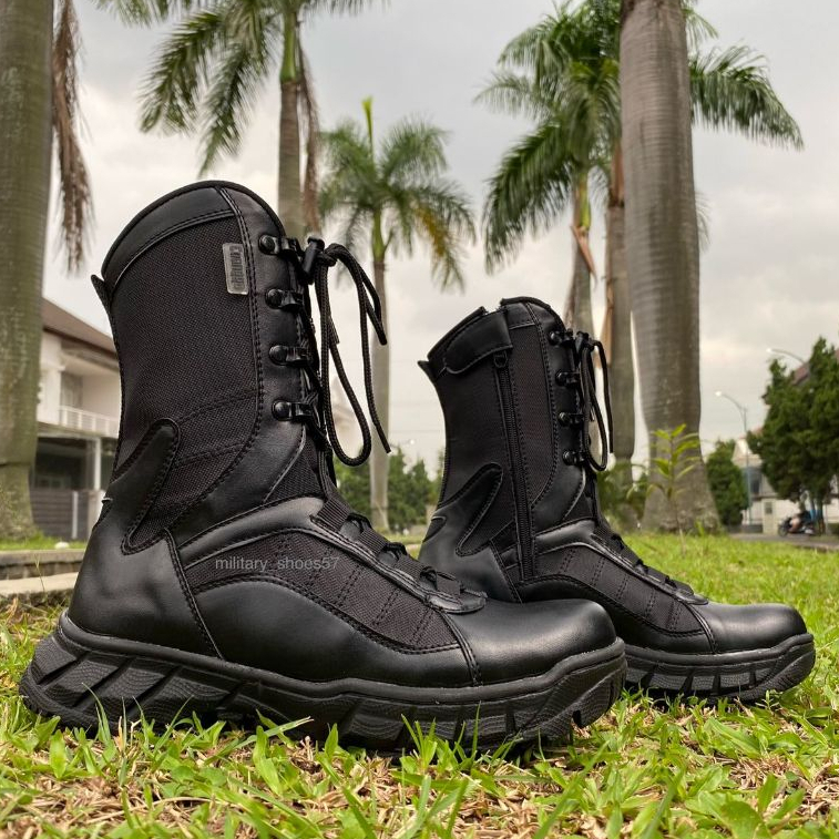 TNI POLRI DAMKAR TRAFFIC POLICE SECURITY Boots หัวเหล็กสีดํากระจาย ...