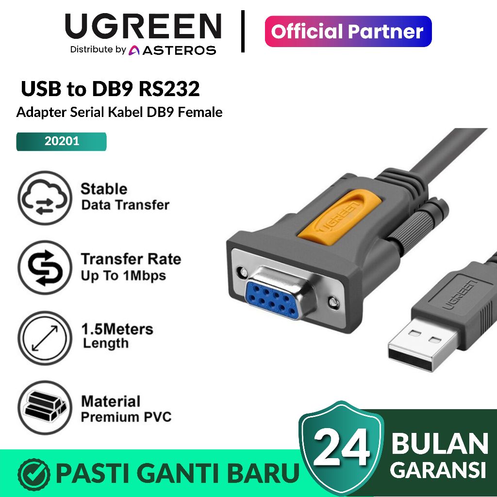 UGREEN USB to RS232 DB9 Serial Converter Adapter RS-232 20201 สาย | Shopee Thailand