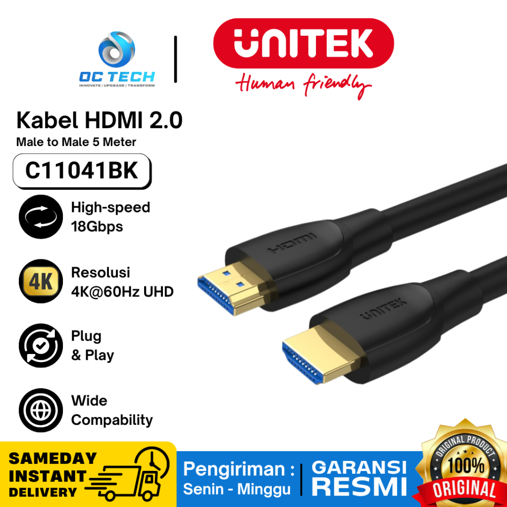 รองรับสาย HDMI 2.0 4K 60Hz Ultra HD HDMI 5 เมตร Unitek C-11041BK Unitek ...