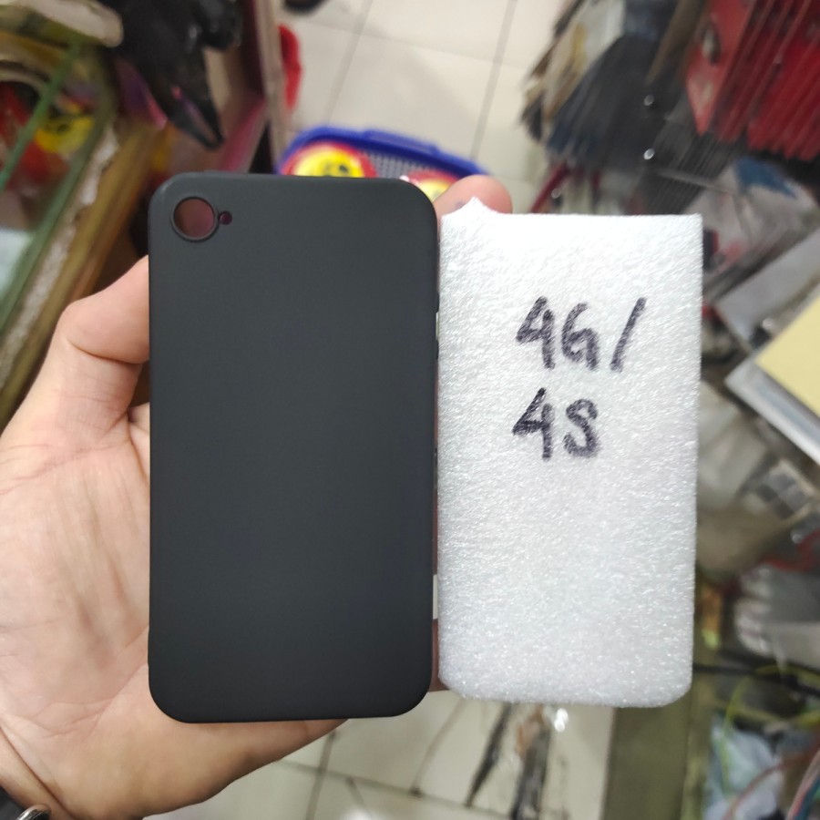 IPHONE 4 / IPHONE 4G / IPHONE 4S กันชนสไลด์ฮาร์ดเคสกระจกและยาง / softcase สีดําเต็ม | Shopee ...