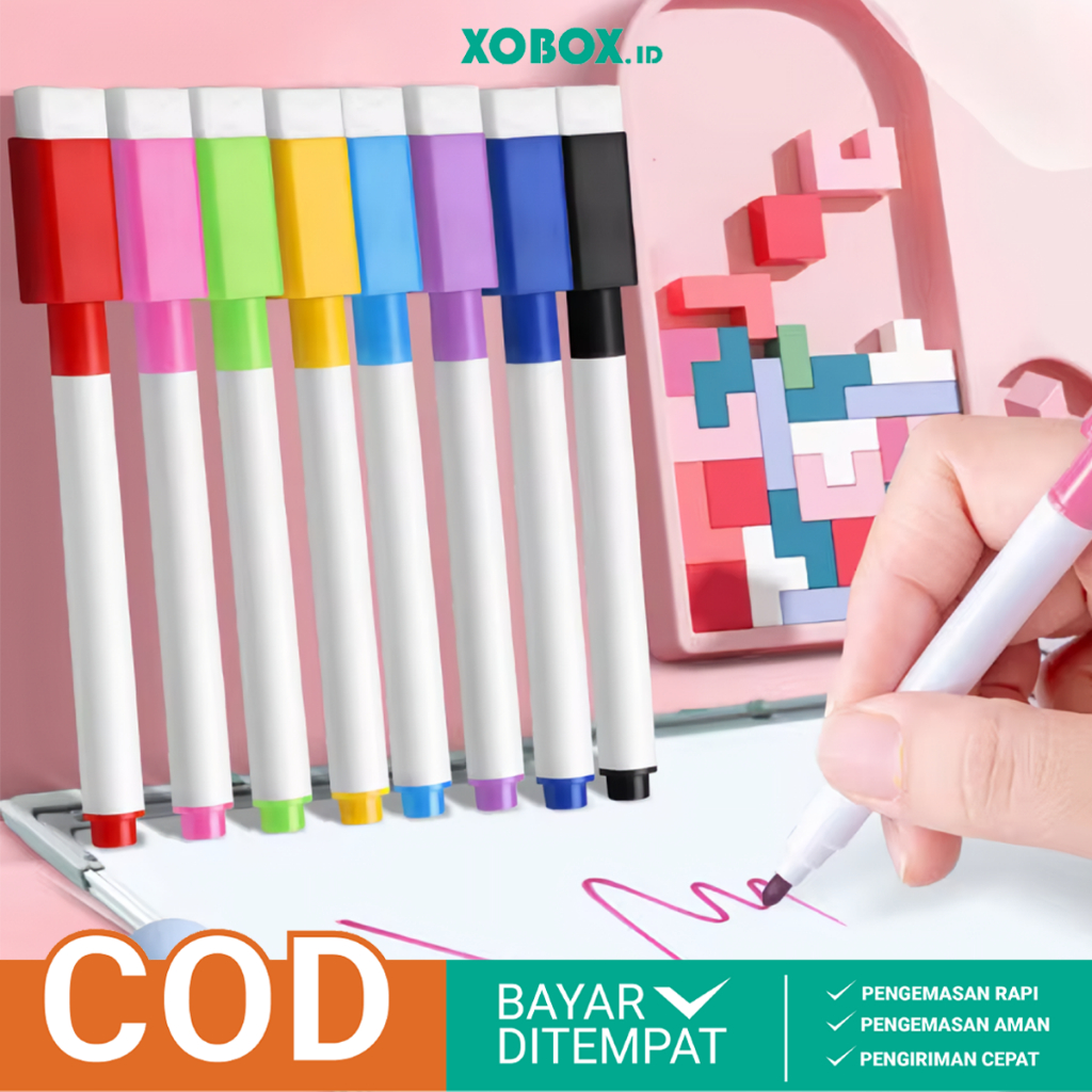 ปากกามาร์กเกอร์ไวท์บอร์ดสีสันสดใสพร้อมยางลบ Mini Wipe & Clean Markers ...