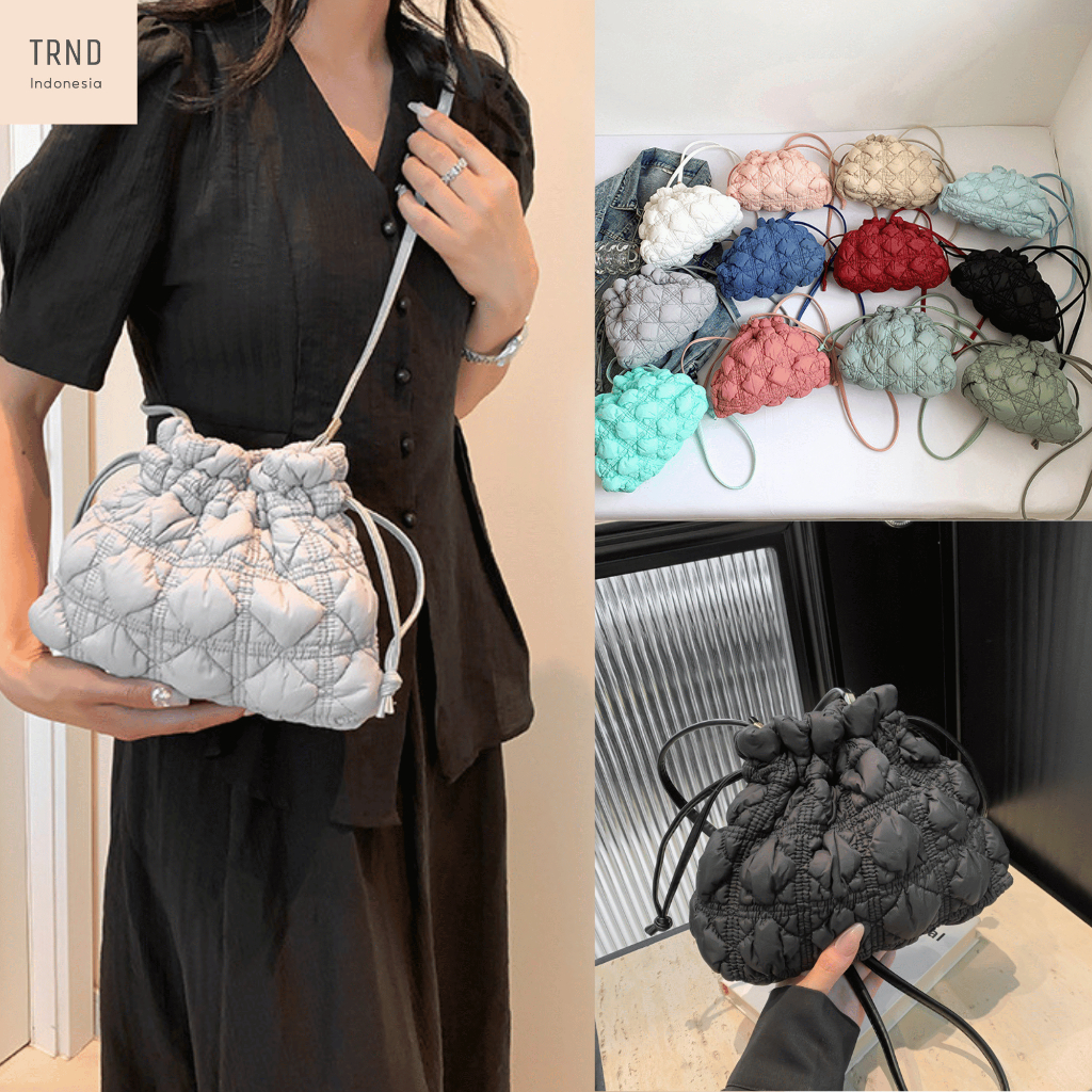 Dumpling Bag Drawstring Bag Puffy Sling Bag Puffy Sling Bag กระเป๋า ...