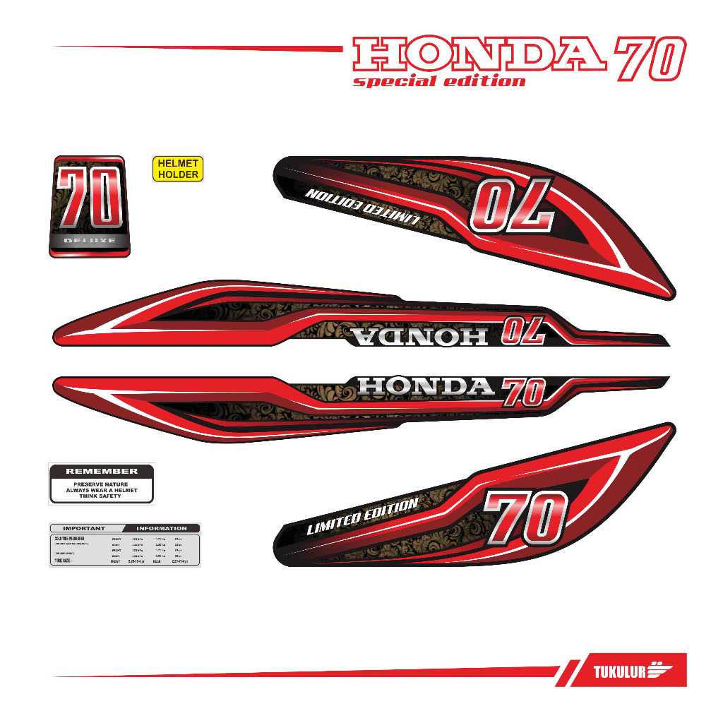 สติ๊กเกอร์ HONDA C70 STRIPING DECAL C70 RACING LIMITED EDITION 11 ...