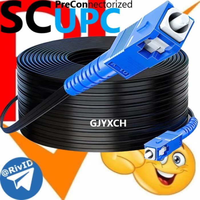 Precon SC UPC 50m 100m 150m 1c Flat Drop Cable Fiber Optic 1 Core 40 50 ...