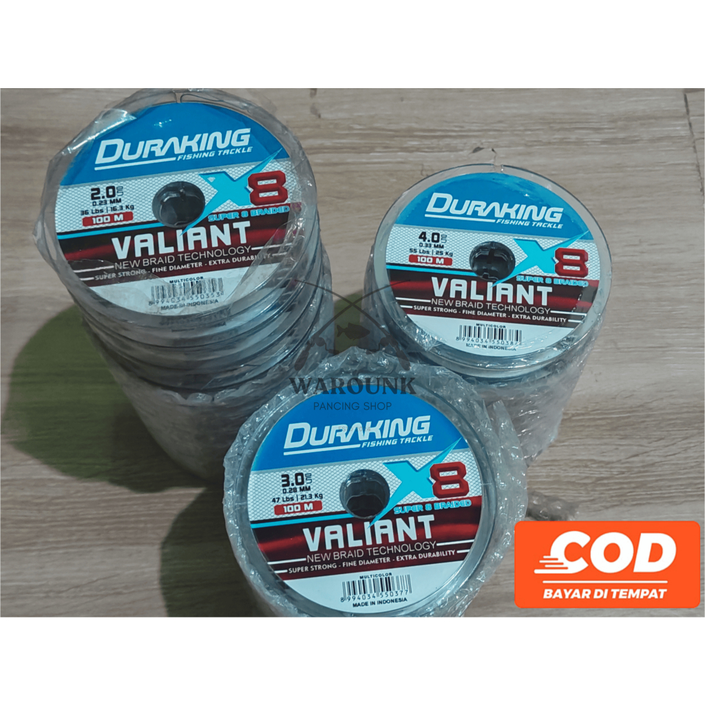 Pe FISHING LINE Duraking Valiant X8 100M เชื่อมต่อสาย Pe หลากสี ...