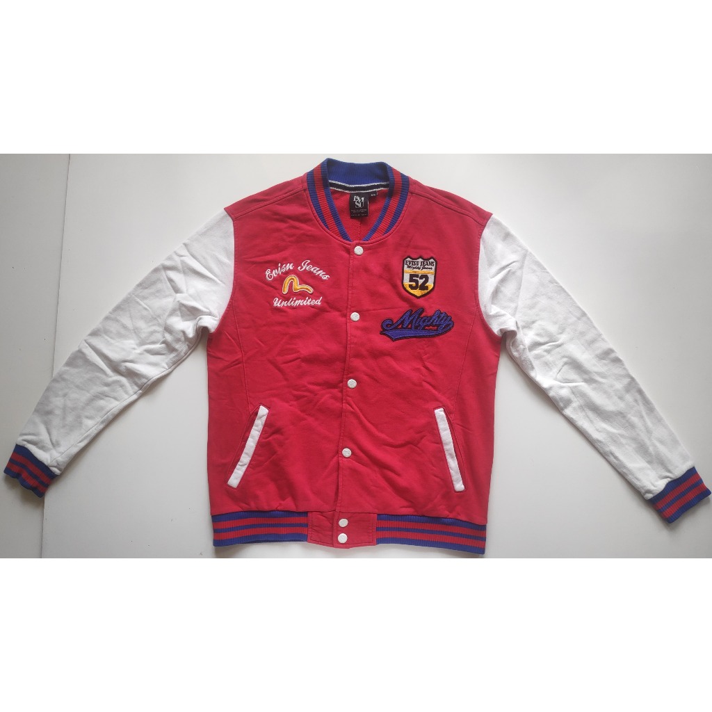 Putih MERAH Evisu Varsity Jacket เสื้อแจ็คเก็ตสีแดงและสีขาวดั้งเดิม ...
